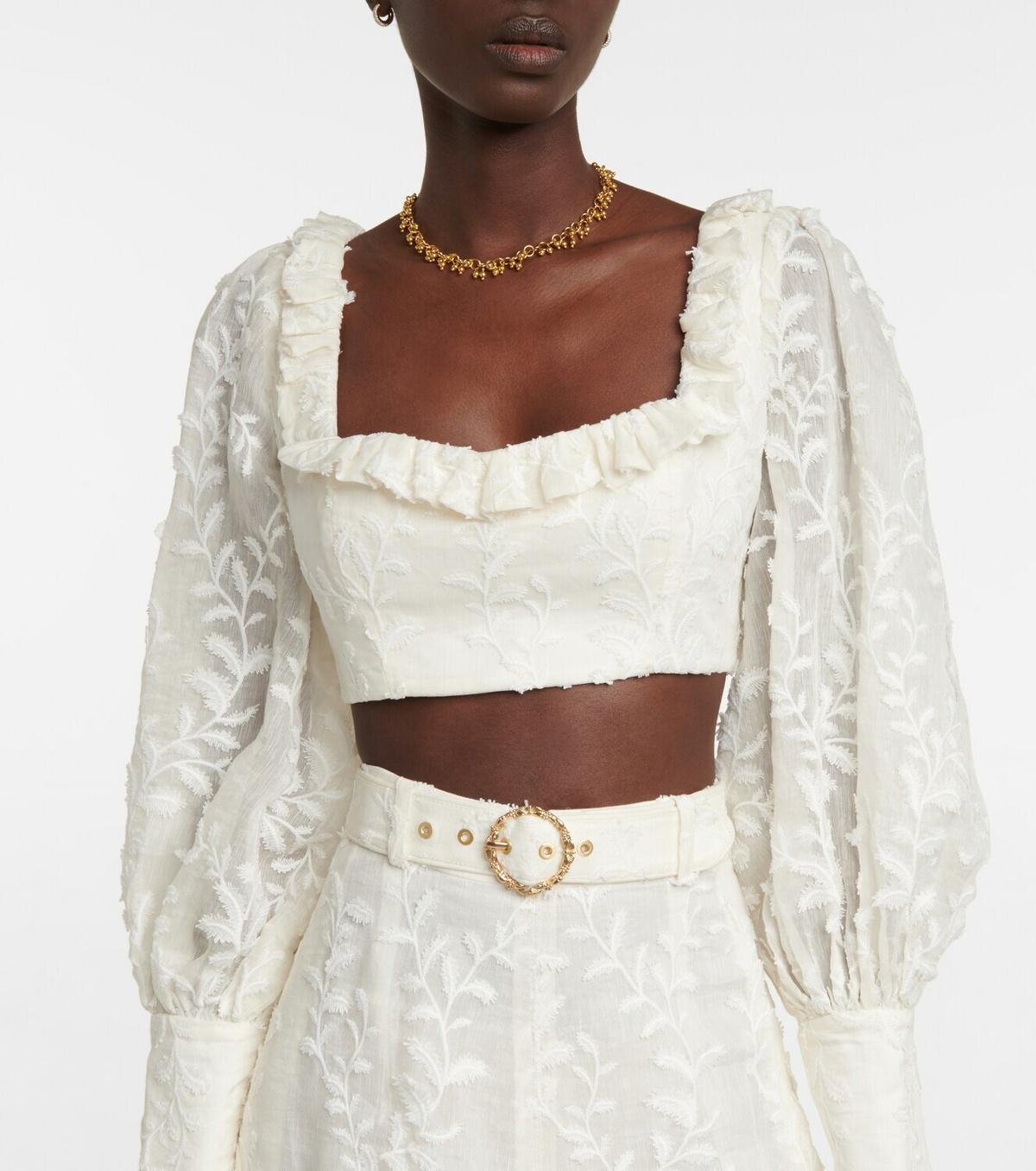 Zimmermann - Floral linen and silk crop top Zimmermann