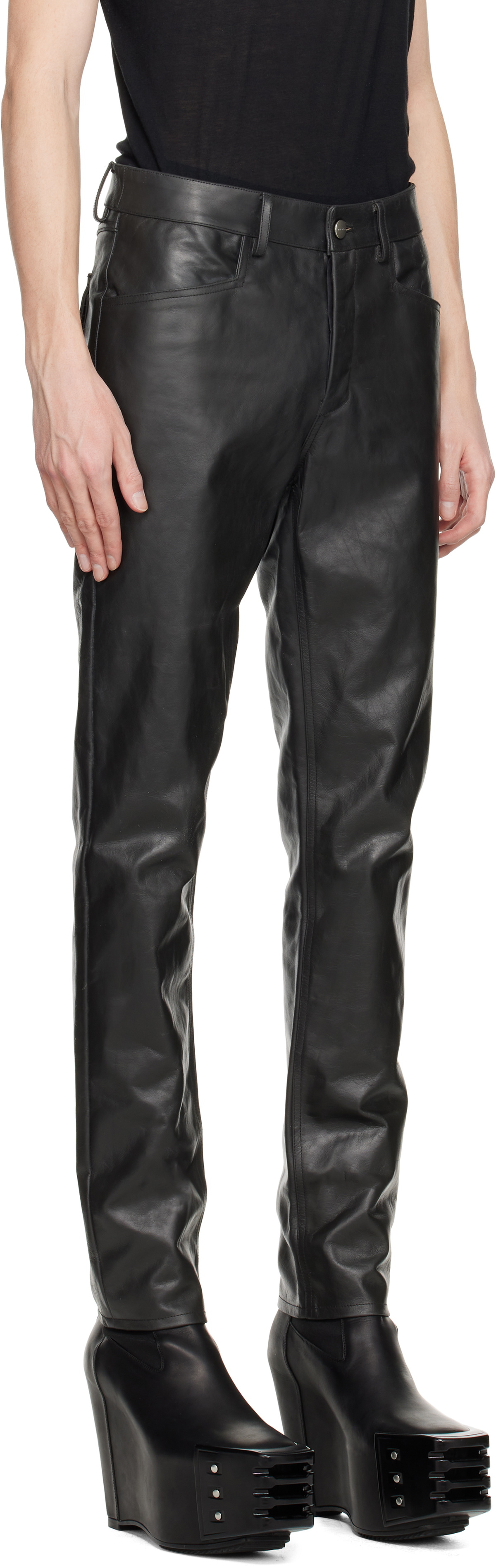 Rick Owens Black Hollywood Tyrone Leather Pants Rick Owens