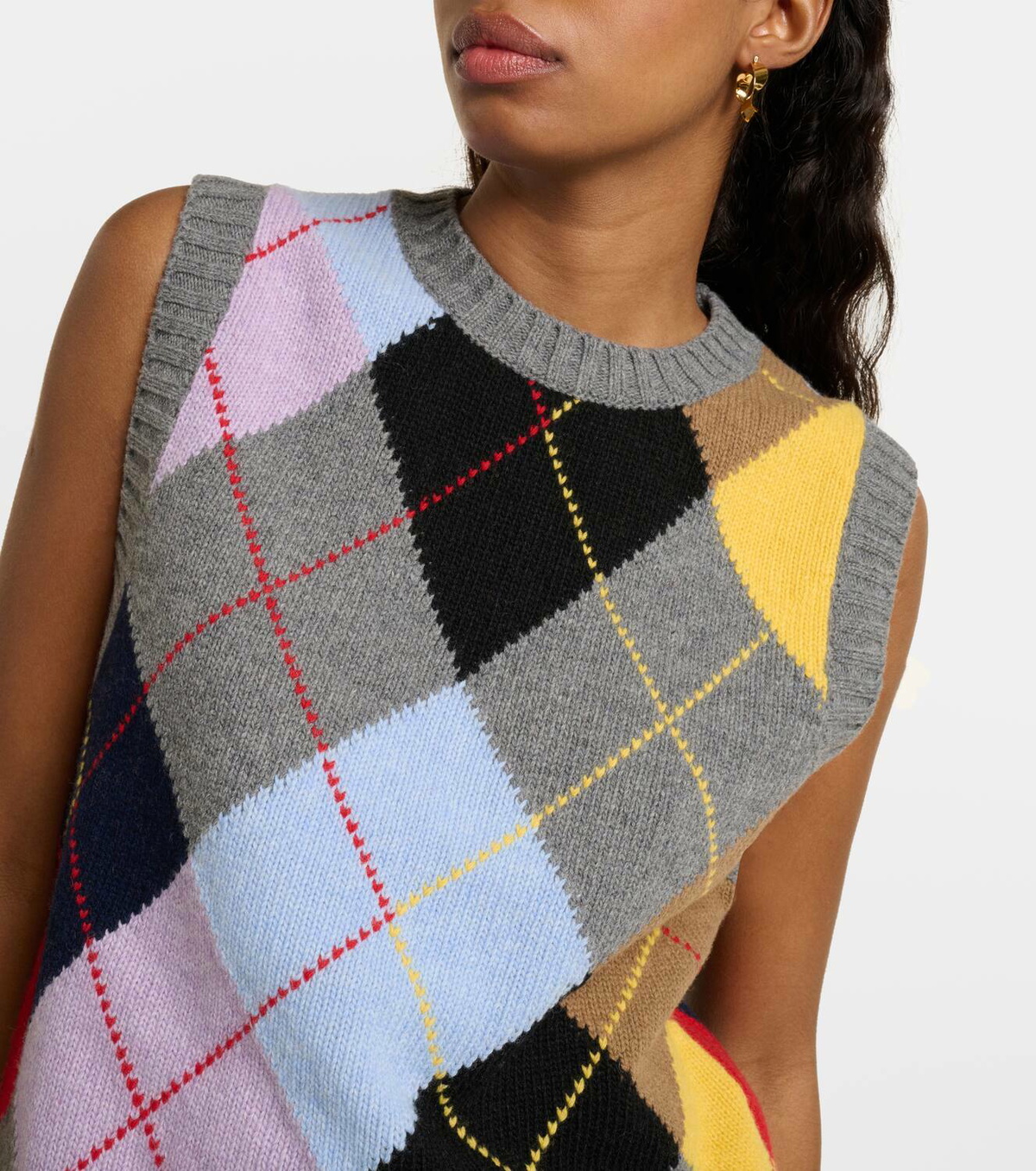 Ganni Argyle wool-blend sweater vest GANNI