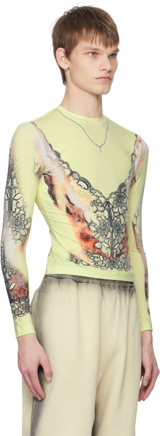 Y/Project Yellow Lace Print Long Sleeve T-Shirt Y/Project