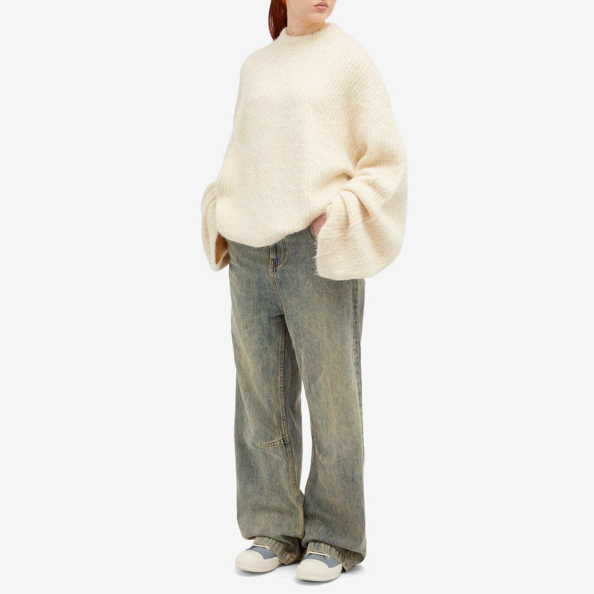 Entire Studios Women's Heavy Knit Crew in Vanilla Entire Studios