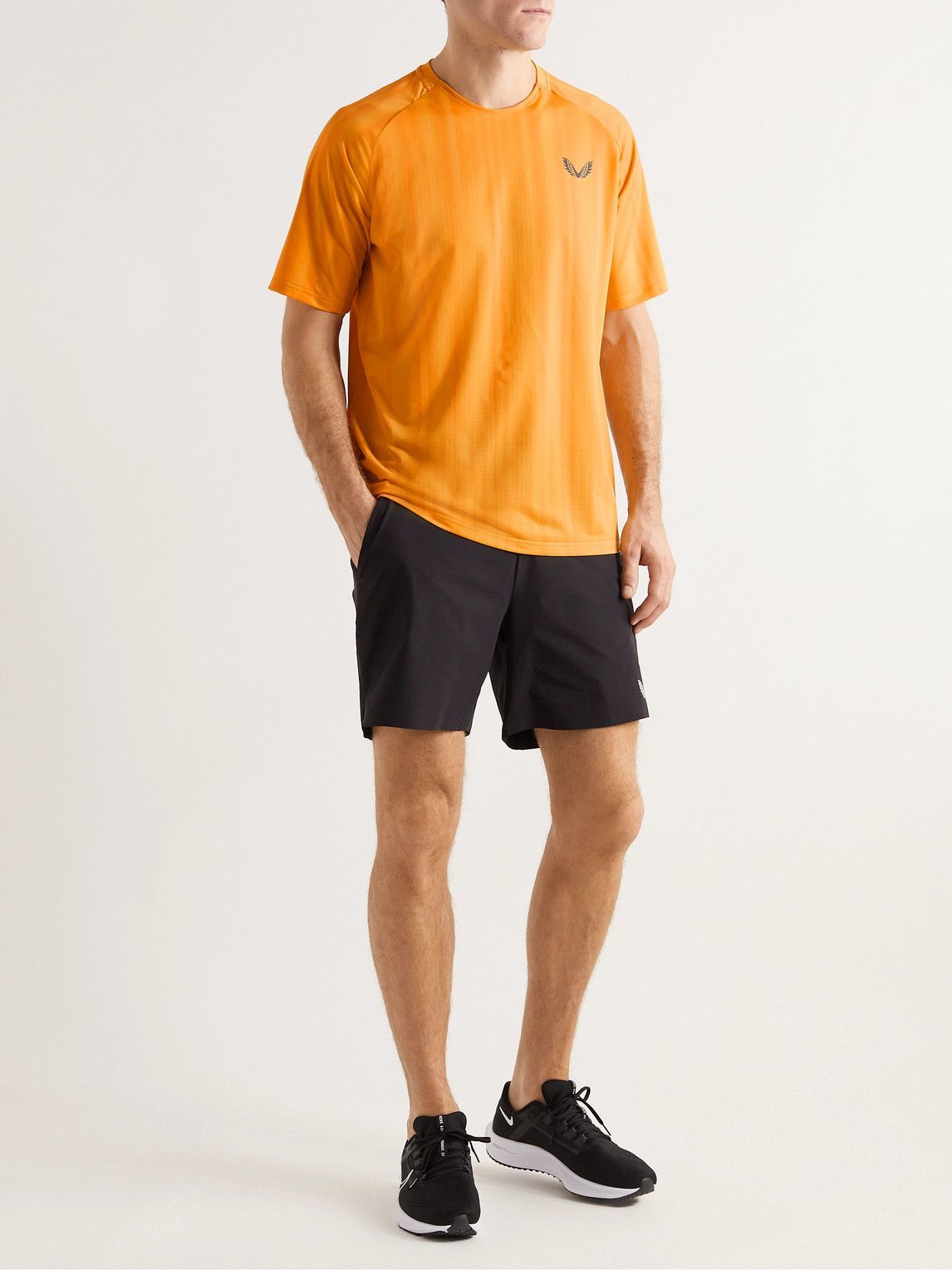 Castore - Logo-Print Striped Stretch-Jersey T-Shirt - Yellow CASTORE