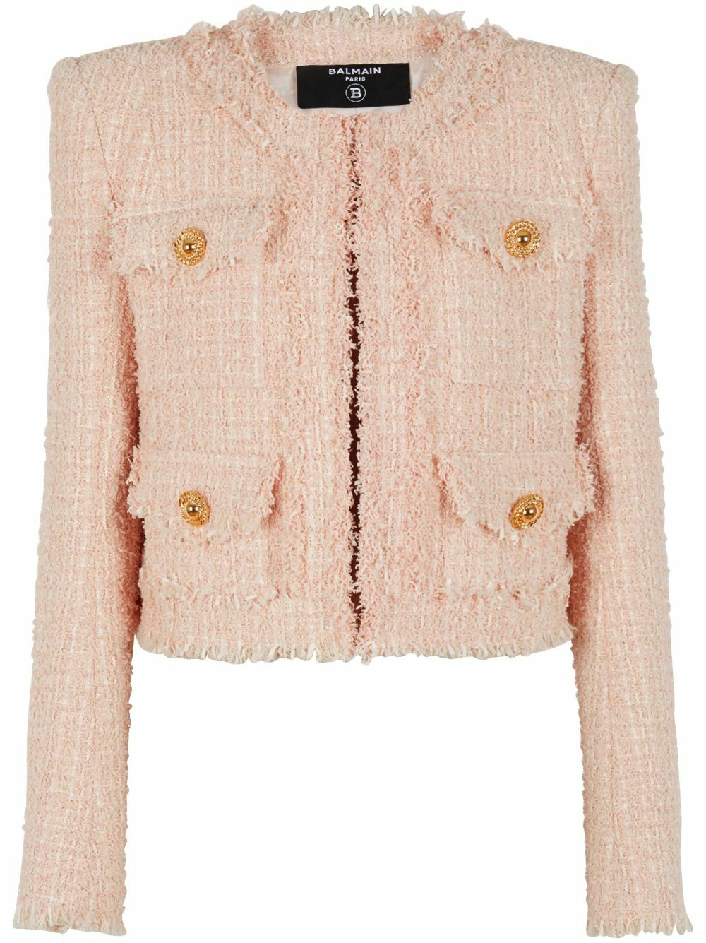 BALMAIN - Tweed Collarless Jacket Balmain