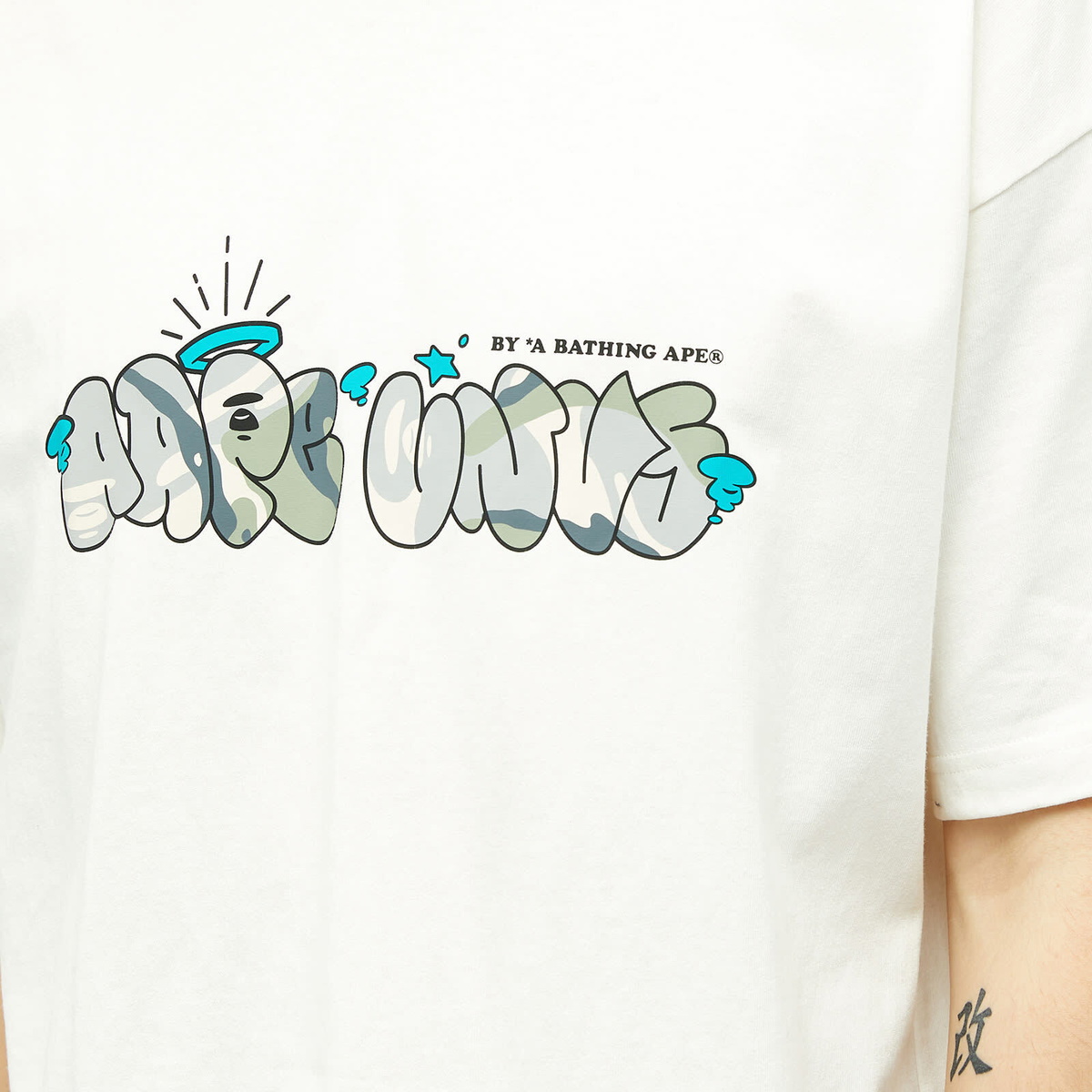 Men's AAPE Virgil Font Khn Camo T-Shirt in Ivory AAPE by A Bathing Ape