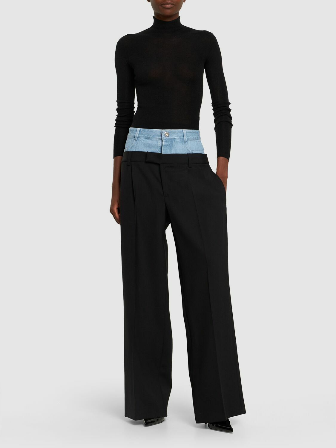 VERSACE - Seamless Rib Knit Turtleneck Sweater Versace