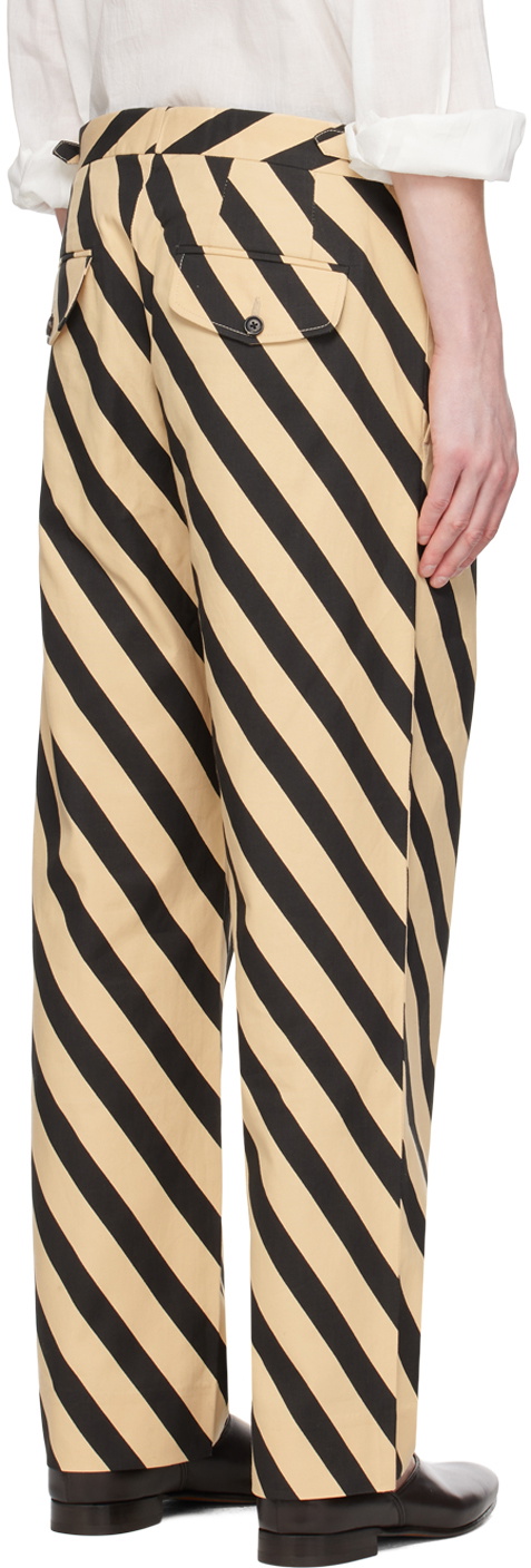 Bode Black & Beige Domino Stripe Trousers Bode