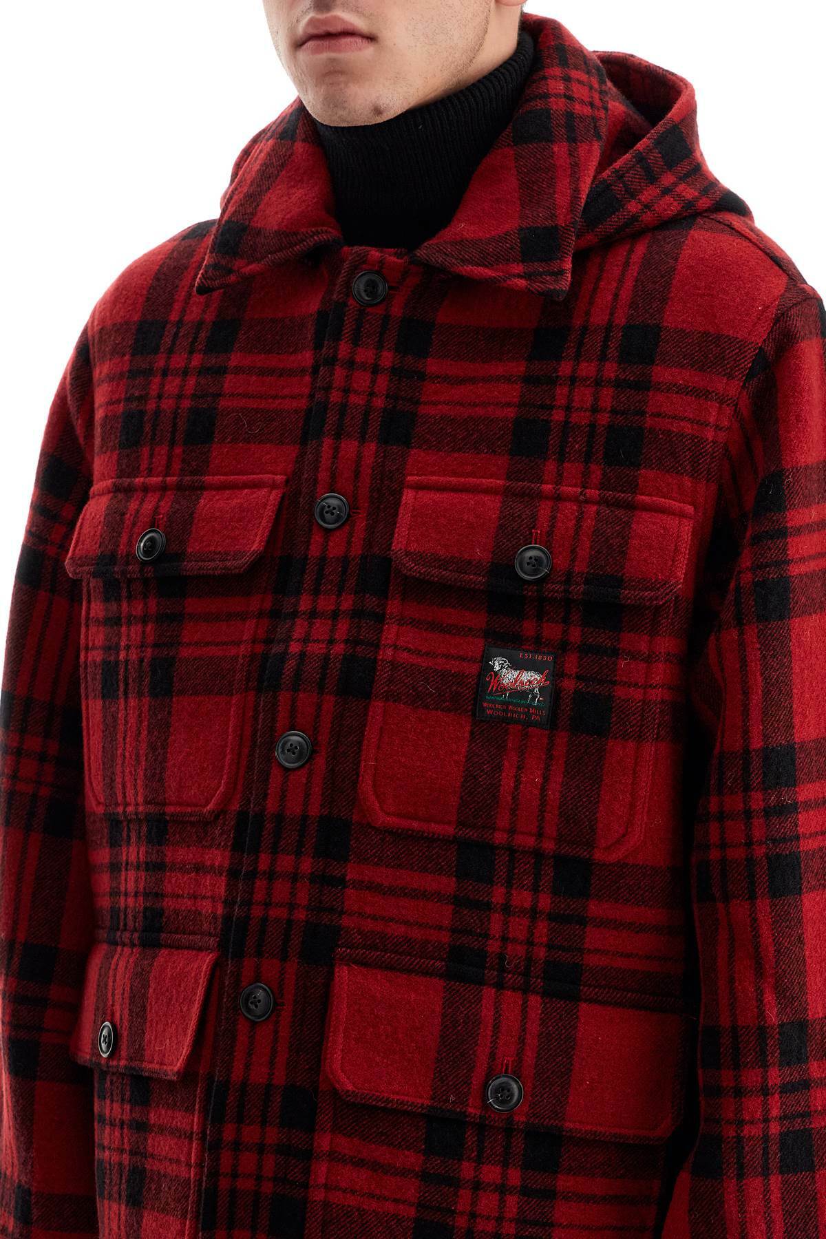WOOLRICH plaid cruiser hooded jacket Red Woolrich