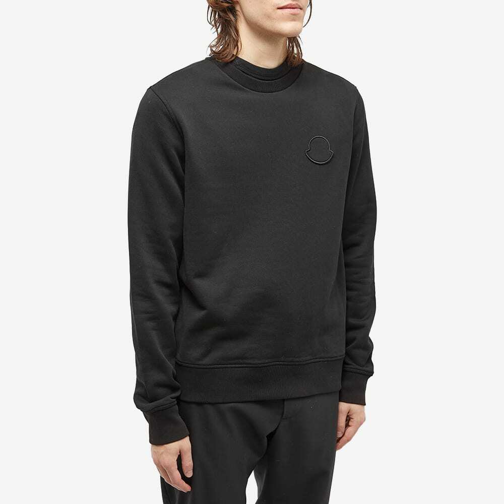 Moncler Men's Embroidered Outline Logo Crew Sweat in Black Moncler