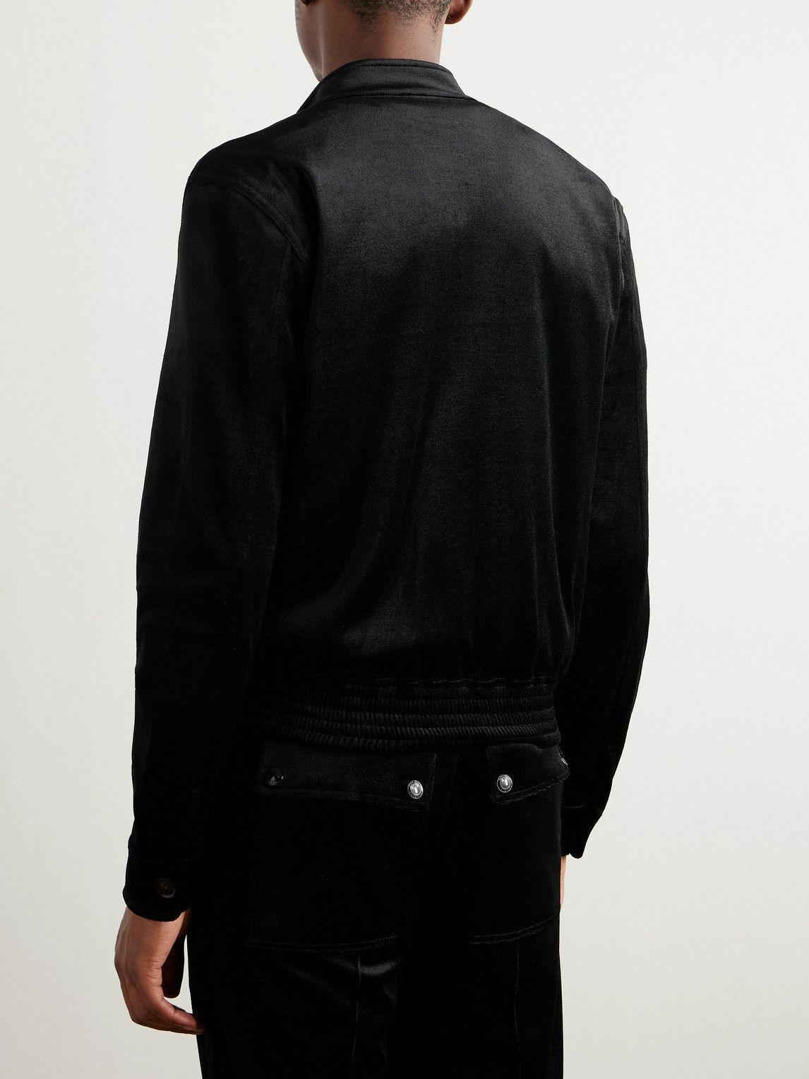 TOM FORD - Silk and Cotton-Blend Velvet Track Jacket - Black TOM FORD