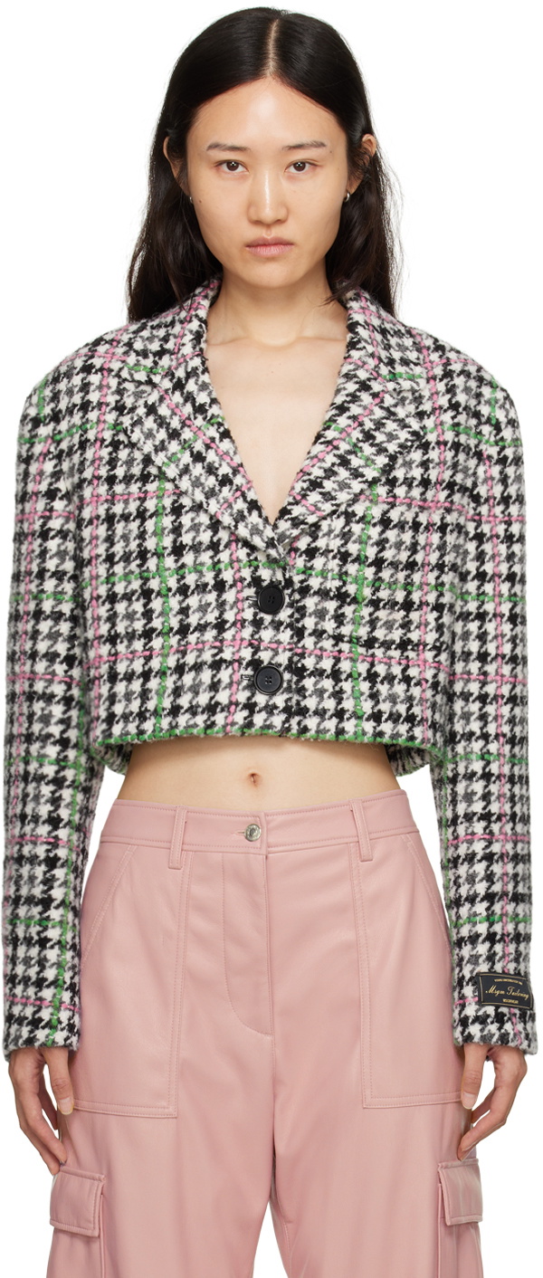 MSGM White & Black Check Jacket MSGM