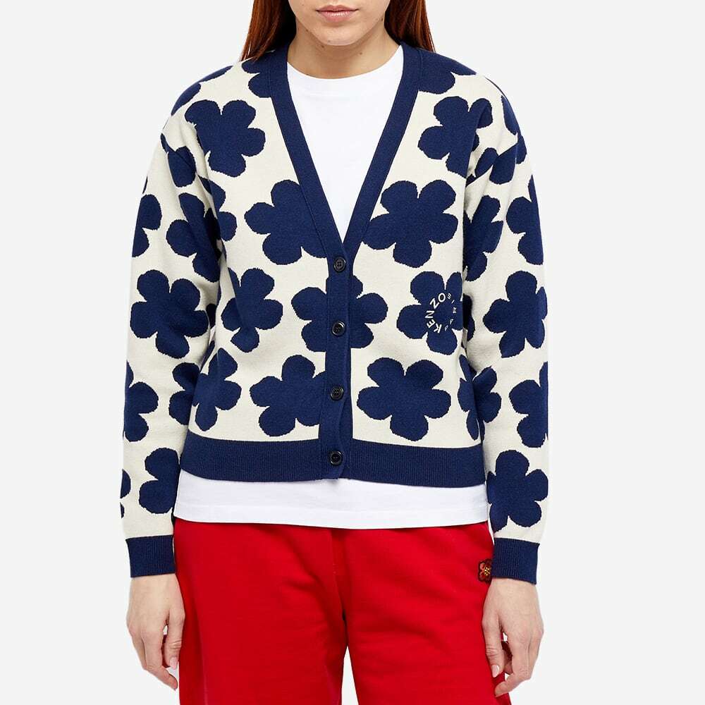 Kenzo Women's Jacquard Small Cardigan in Ecru/Navy Kenzo