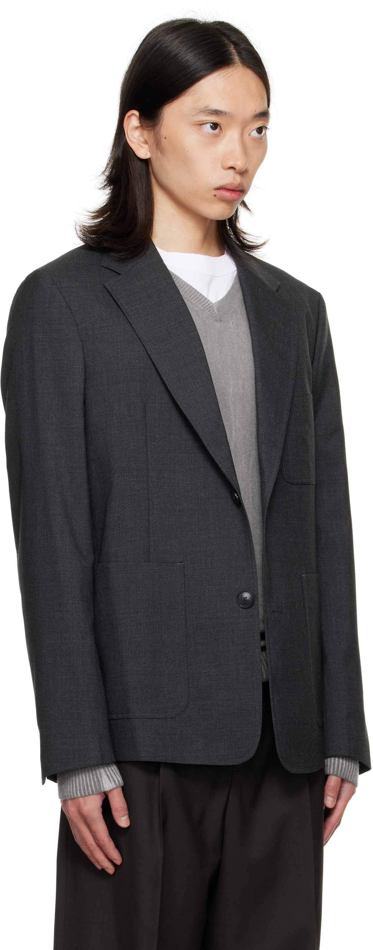 mfpen Gray Patch Pocket Blazer mfpen