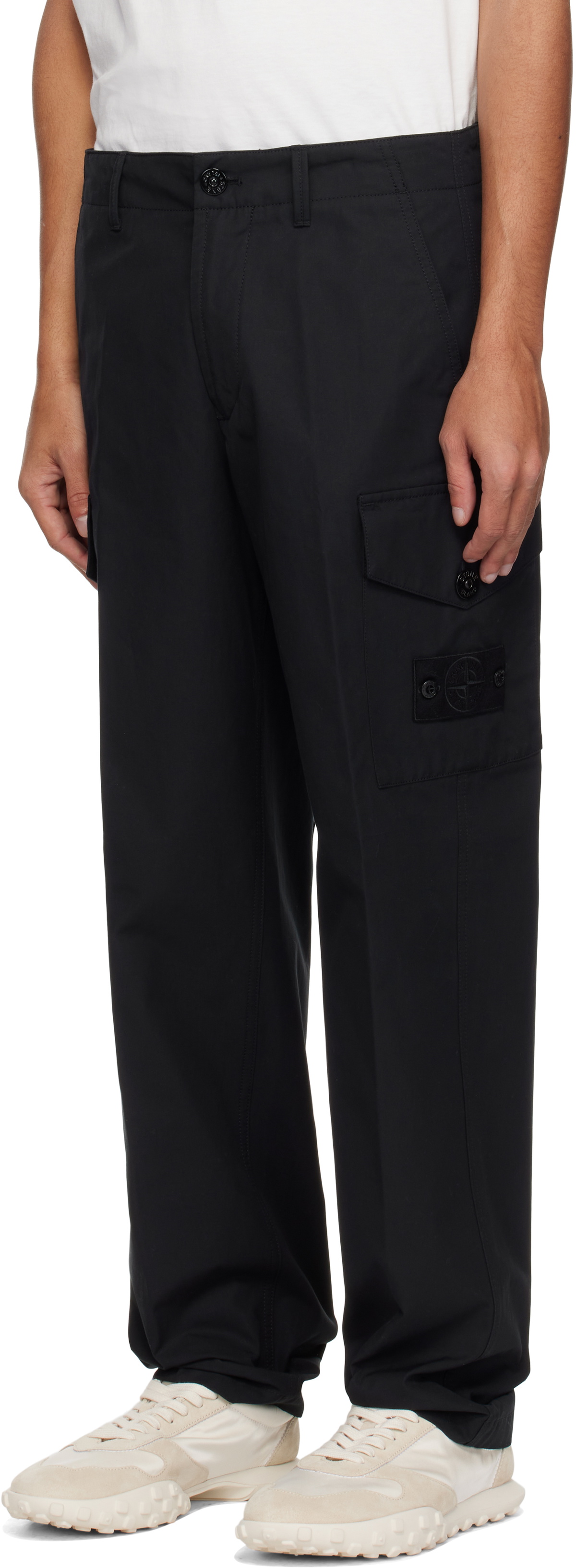 Stone Island Black Weatherproof Cotton Canvas Ghost Cargo Pants Stone ...