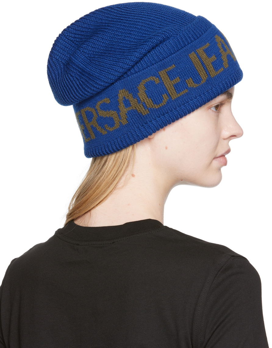 Versace Jeans Couture Blue Logo Beanie Versace