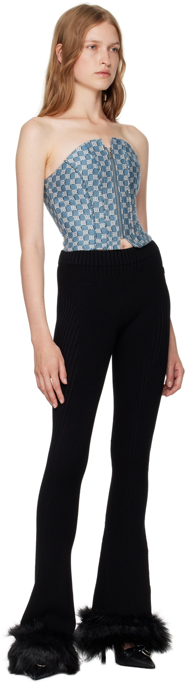 MISBHV Black Flared Faux-Fur Trousers MISBHV