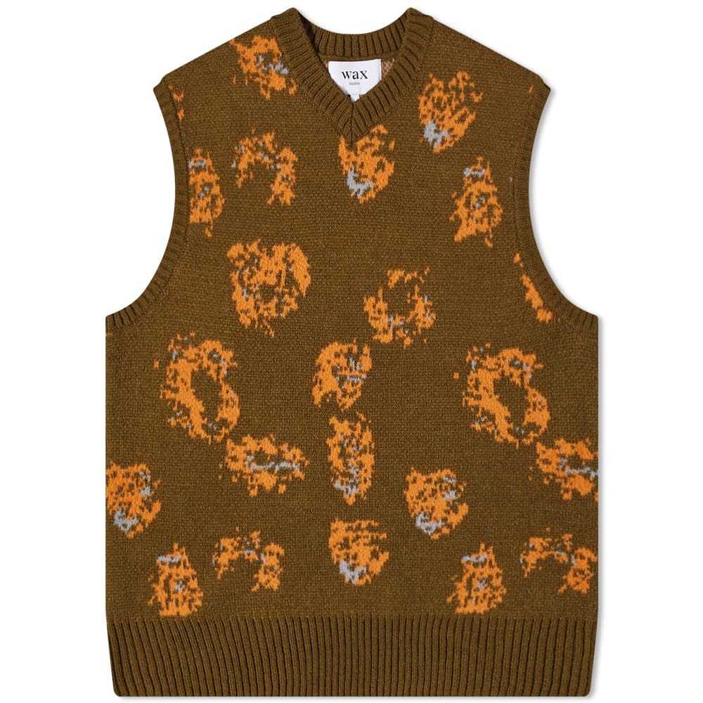 Wax London Men's Wes Knitted Vest in Khaki Wax London