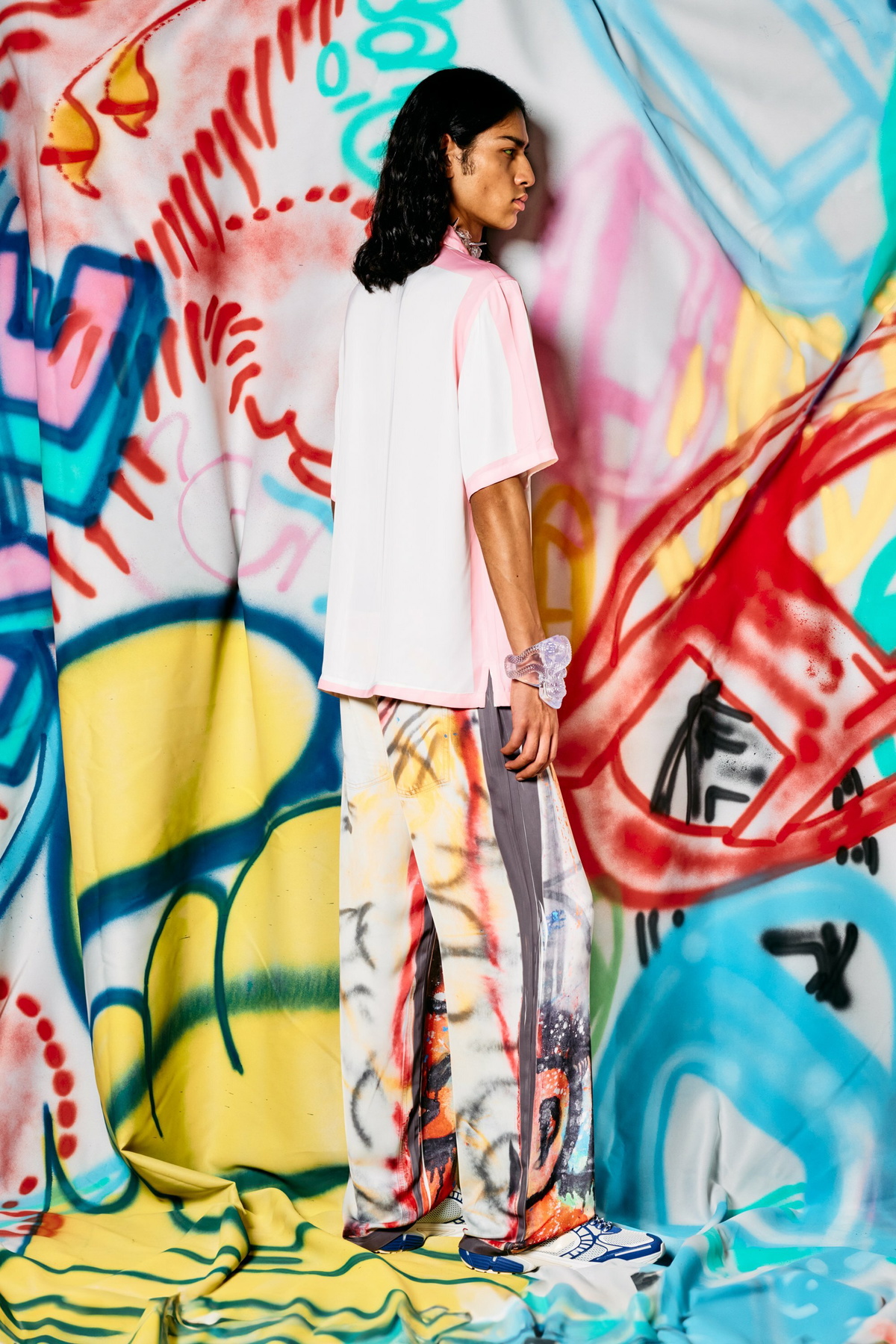 Diesel Satin bowling shirt with graffiti logo - Shirts - Unisex ...