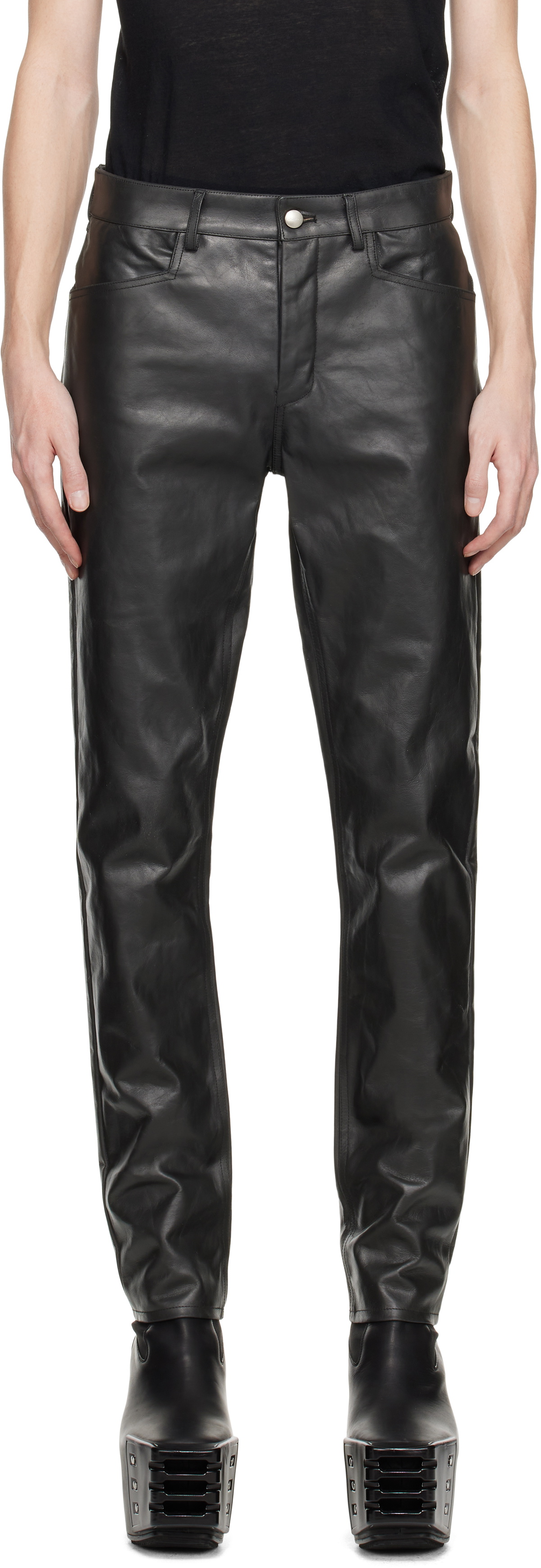 Rick Owens Black Hollywood Tyrone Leather Pants Rick Owens