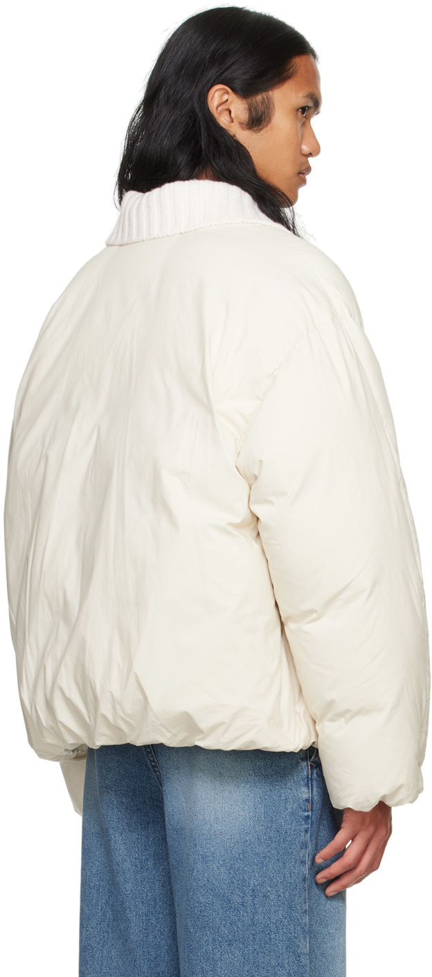 System Off-White Collar Kinted Puffer Down Jacket System