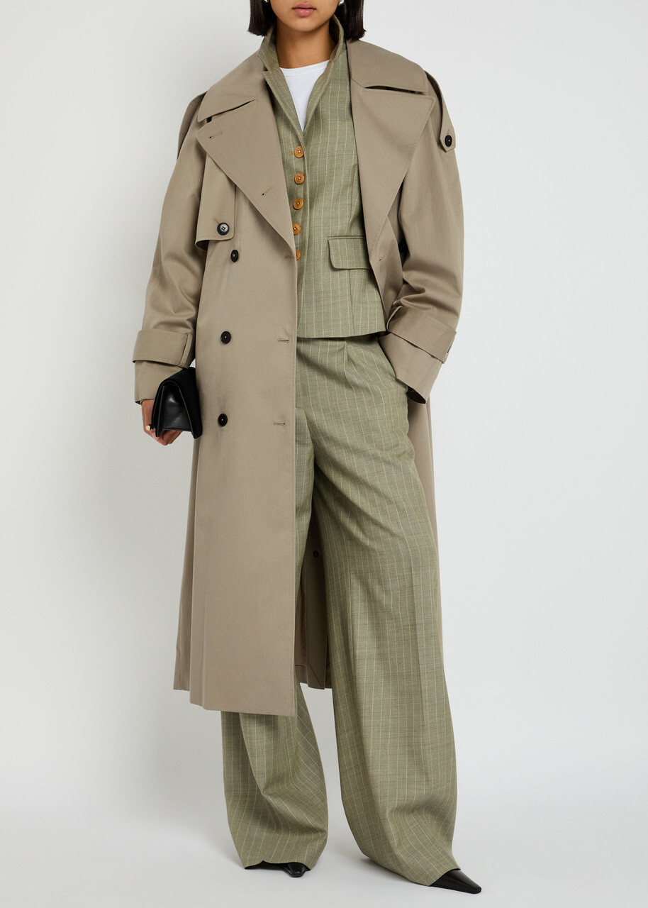 Skall Studio Mahsa Belted Cotton Trench Coat Stone Skall Studio
