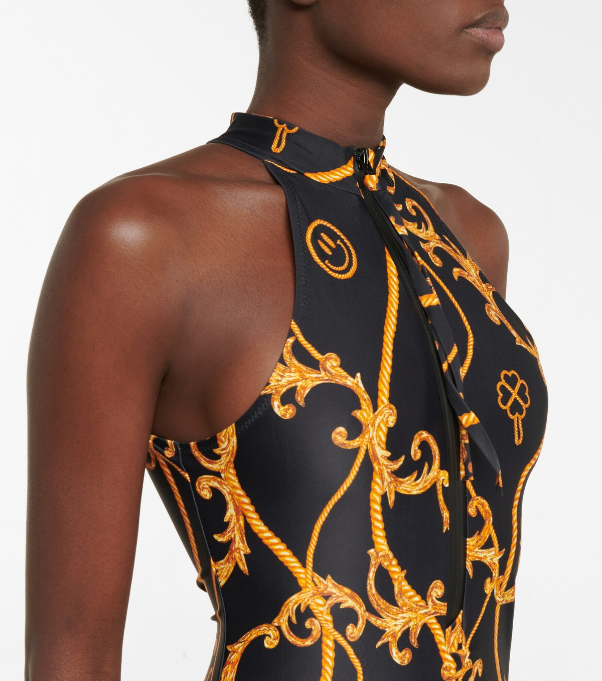 Ganni - Printed half-zip swimsuit GANNI