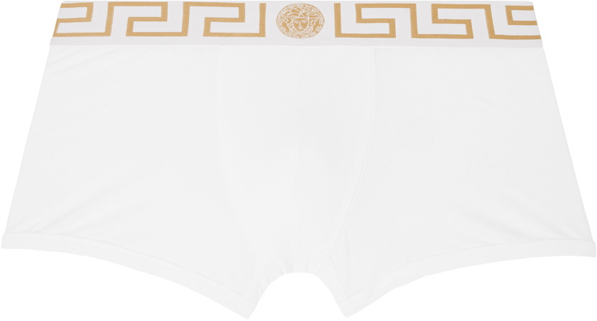 Versace Underwear White Greca Boder Boxers Versace Underwear