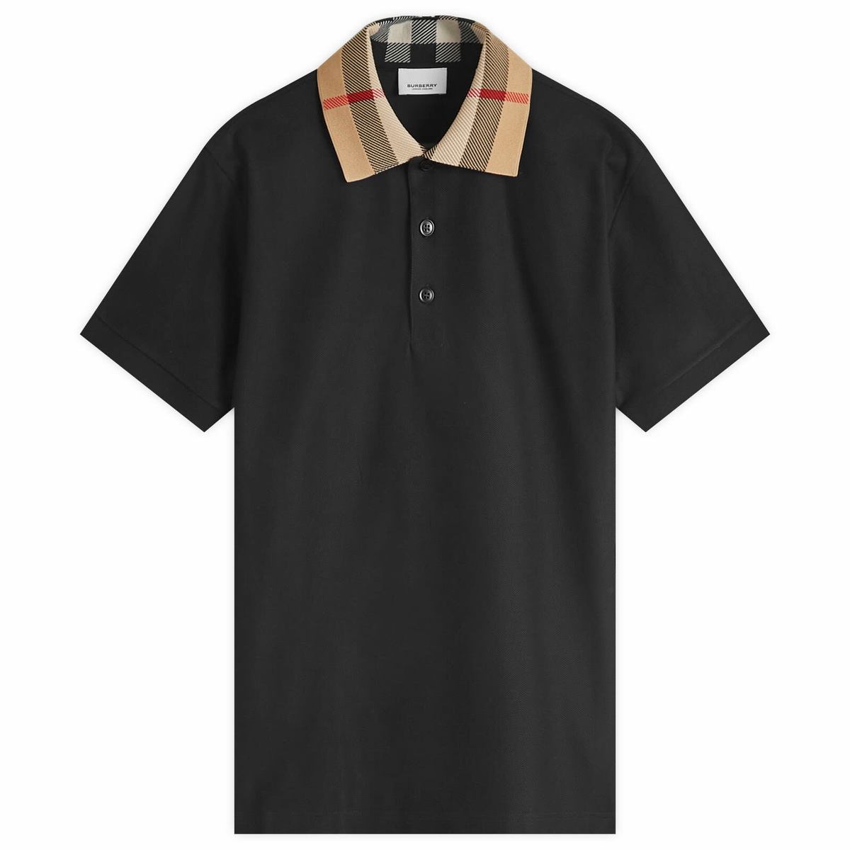 Burberry Men's Cody Check Collar Polo in Black Burberry