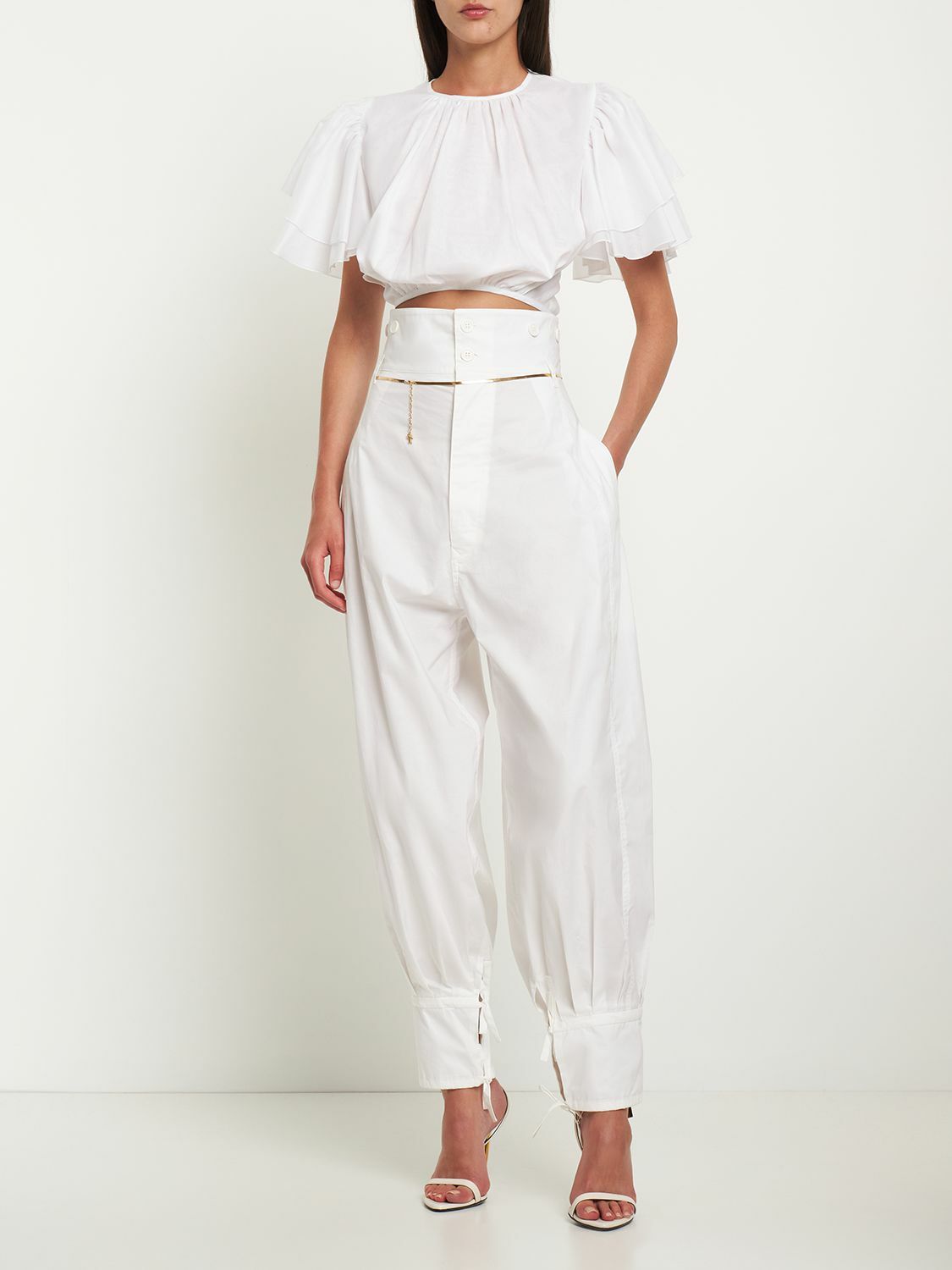 ALEXANDRE VAUTHIER - Poplin High Waist Wide Leg Pants Alexandre Vauthier