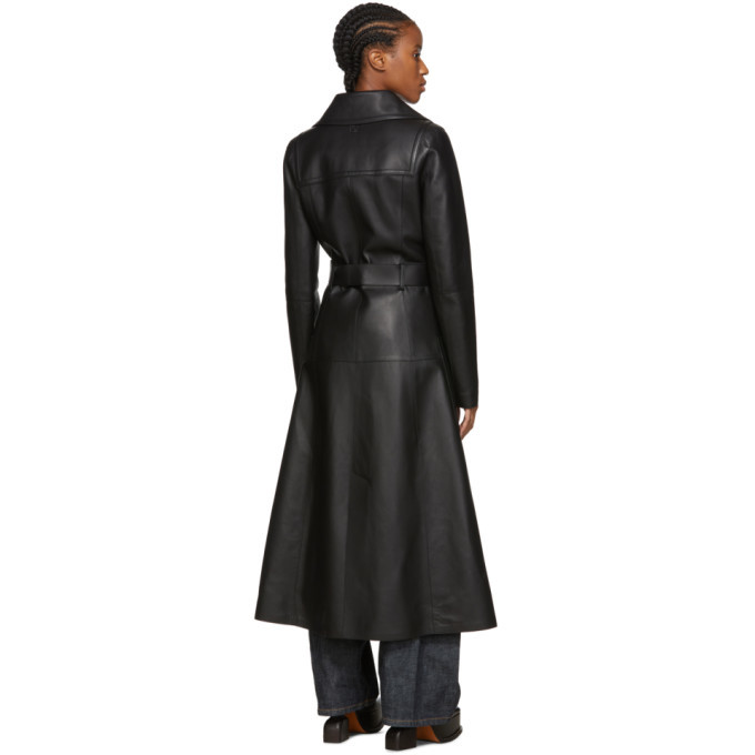 Loewe Black Leather Patch Pocket Coat Loewe