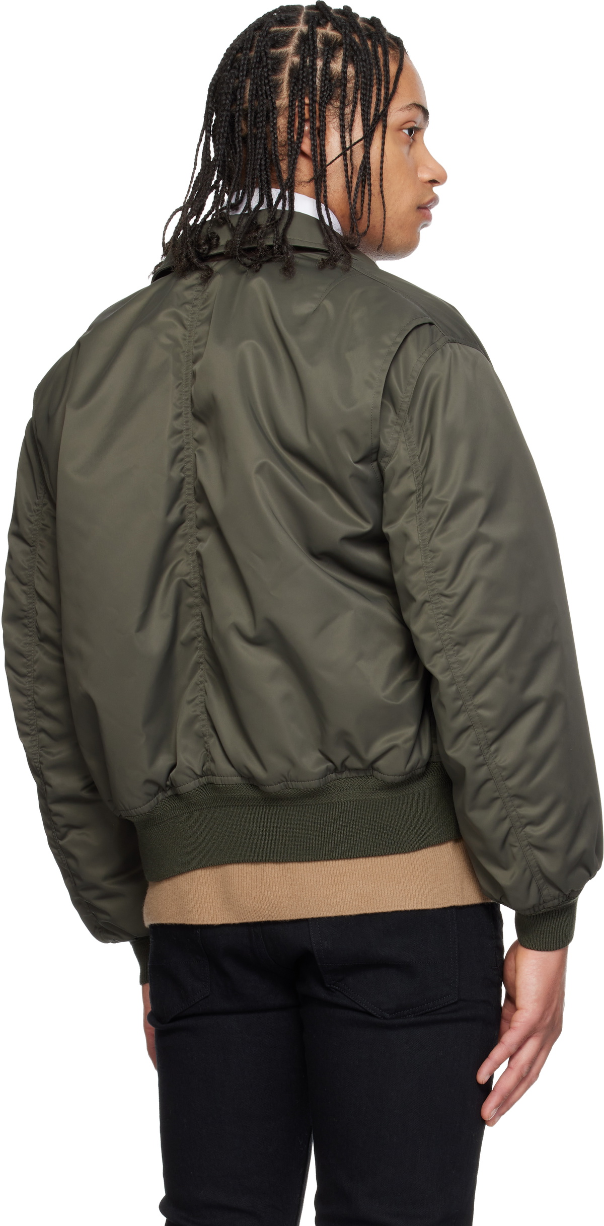 TOM FORD Green Satin Nylon Flight Bomber Jacket TOM FORD