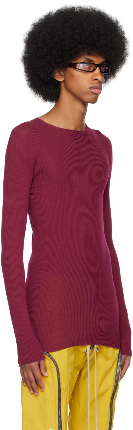 Rick Owens Burgundy Ribbed Sweater Rick Owens