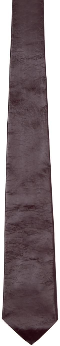 Bottega Veneta Burgundy Shiny Leather Tie Bottega Veneta