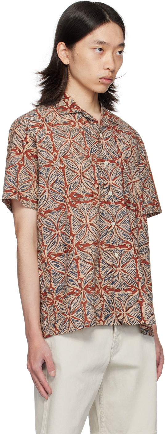BEAMS PLUS Red Block Print Shirt Beams Plus
