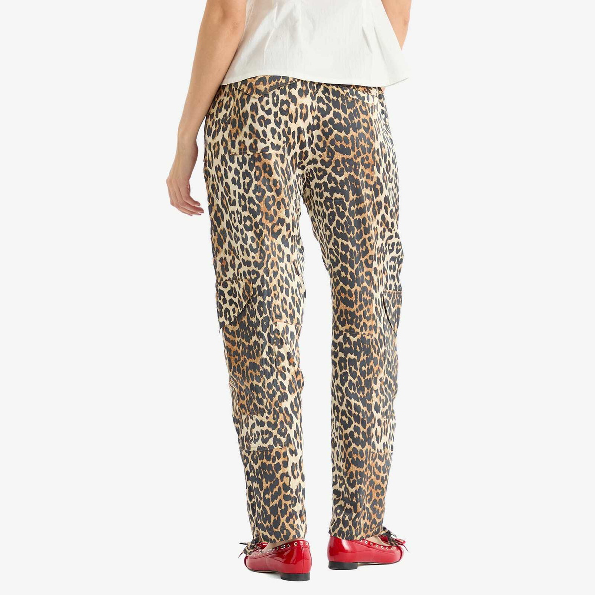 GANNI Women's Printed Satin Pants in Leopard GANNI