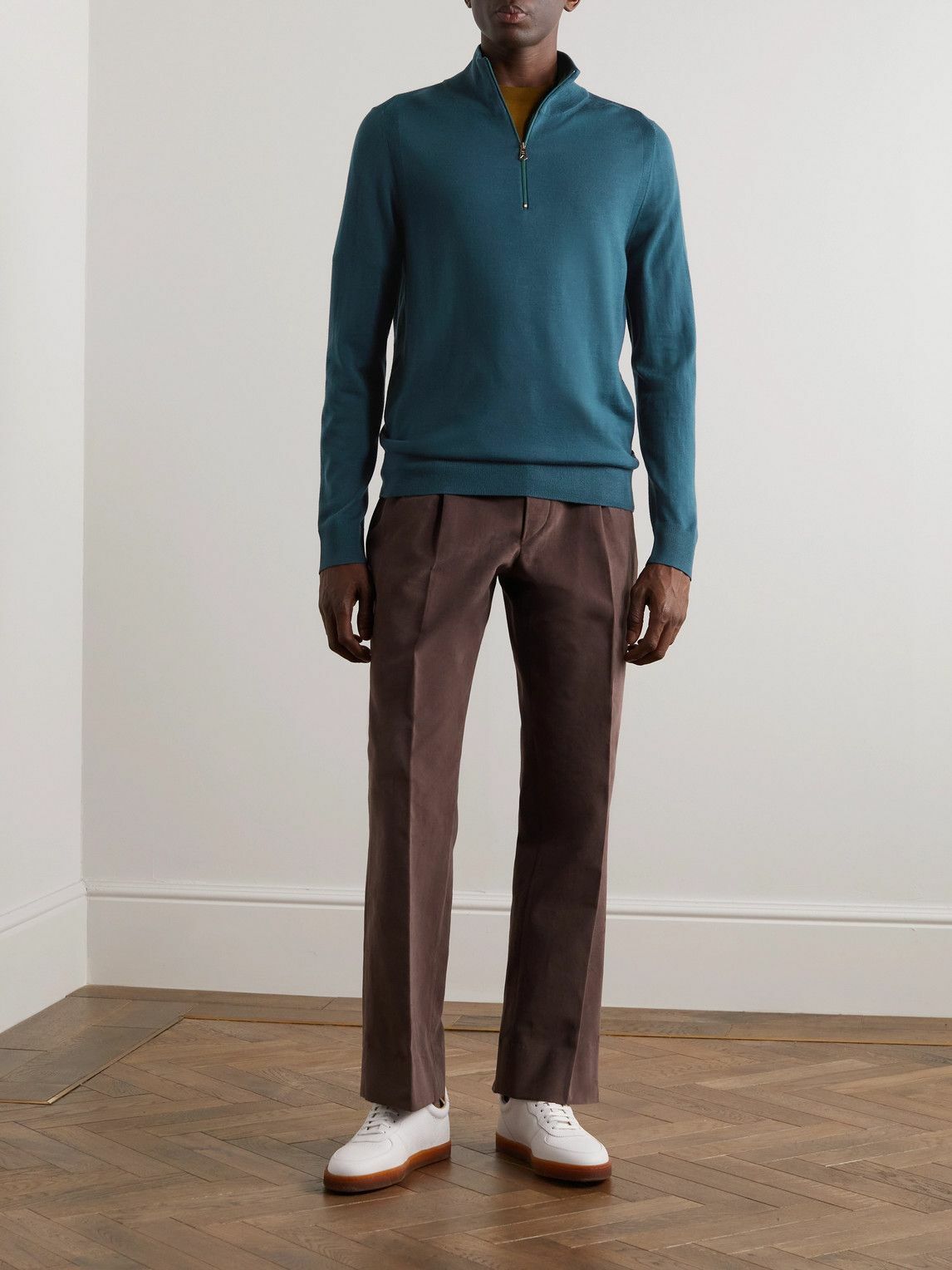 Paul Smith - Slim-Fit Merino Wool Half-Zip Sweater - Blue Paul Smith