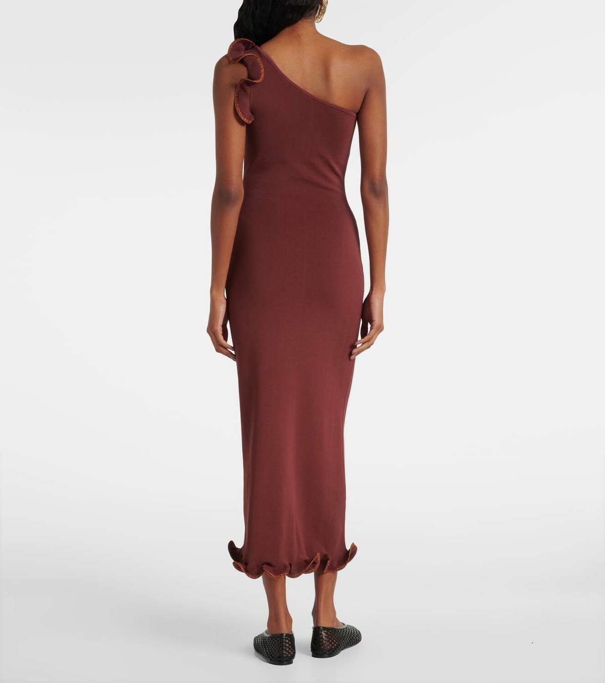 Same Knitted ruffled midi dress Same