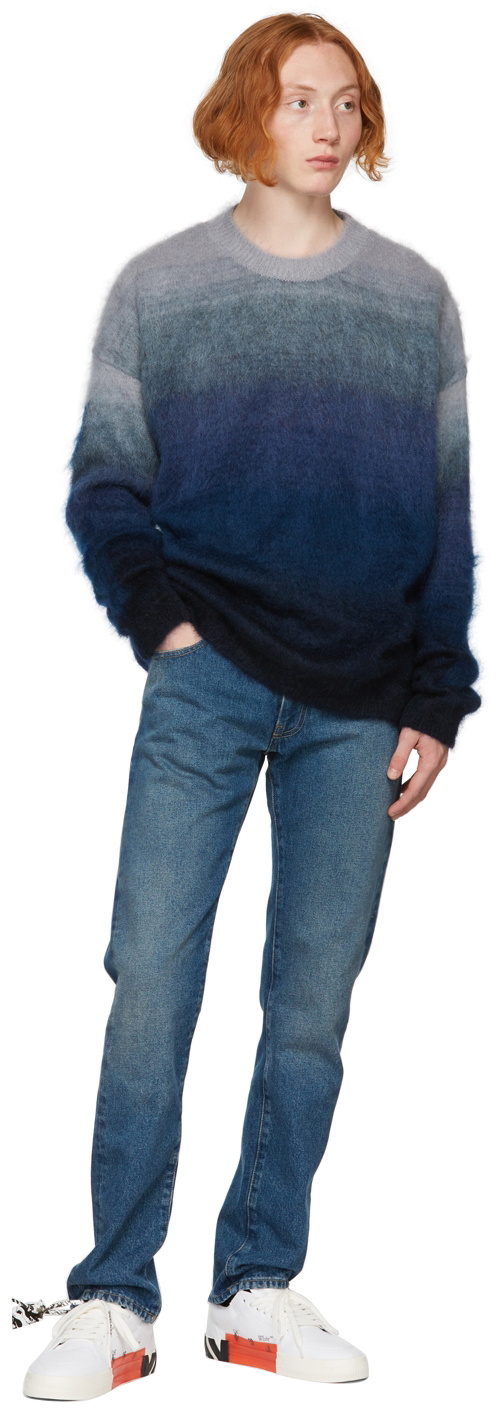 Off-White Blue Diag Brushed Sweater Off-White