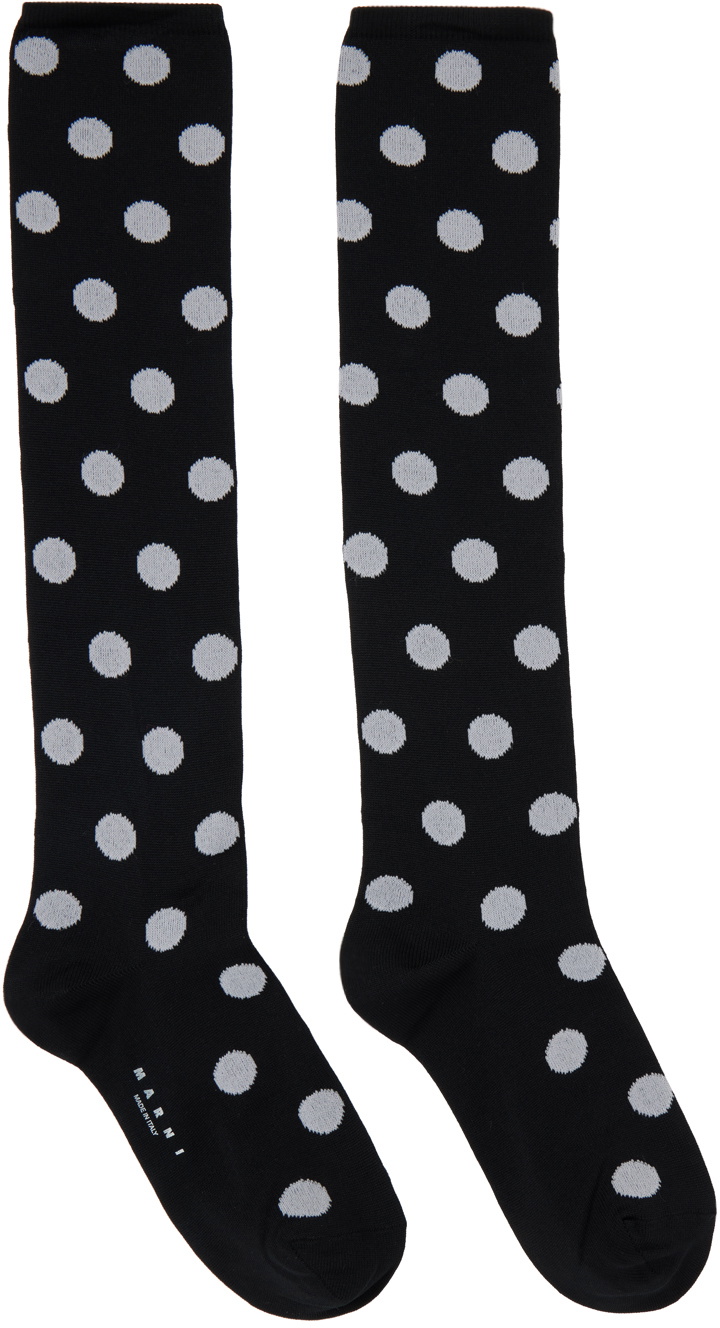 Marni Black And White Polka Dots Socks Marni