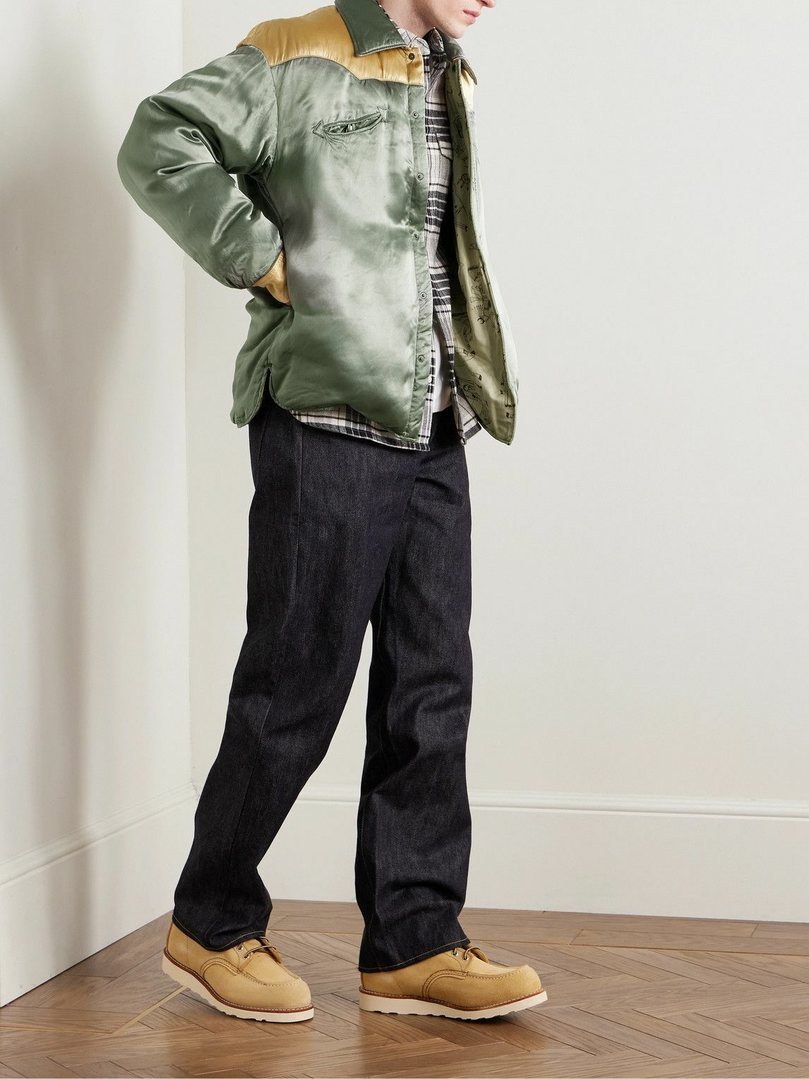 Visvim - Panelled Padded Satin Down Jacket - Green Visvim