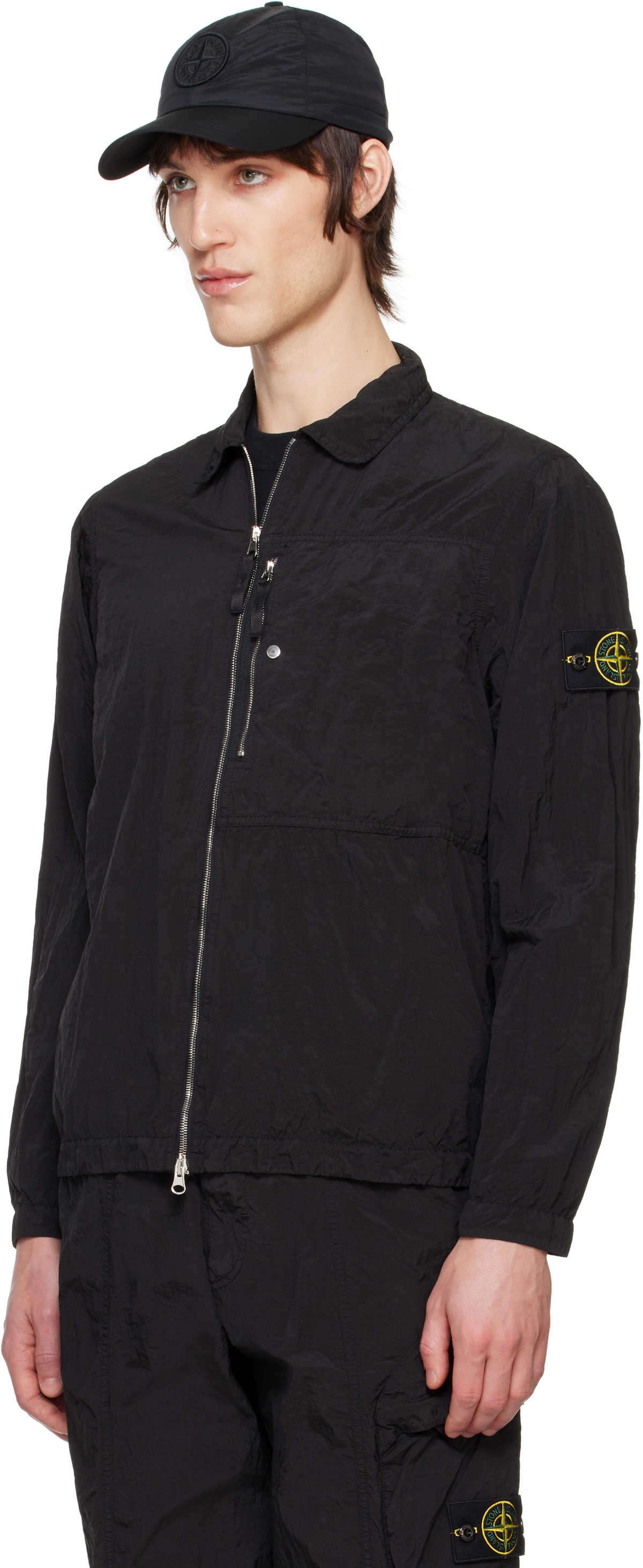 Stone Island Black Regenerated Nylon Metal ECONYL Overshirt Stone Island