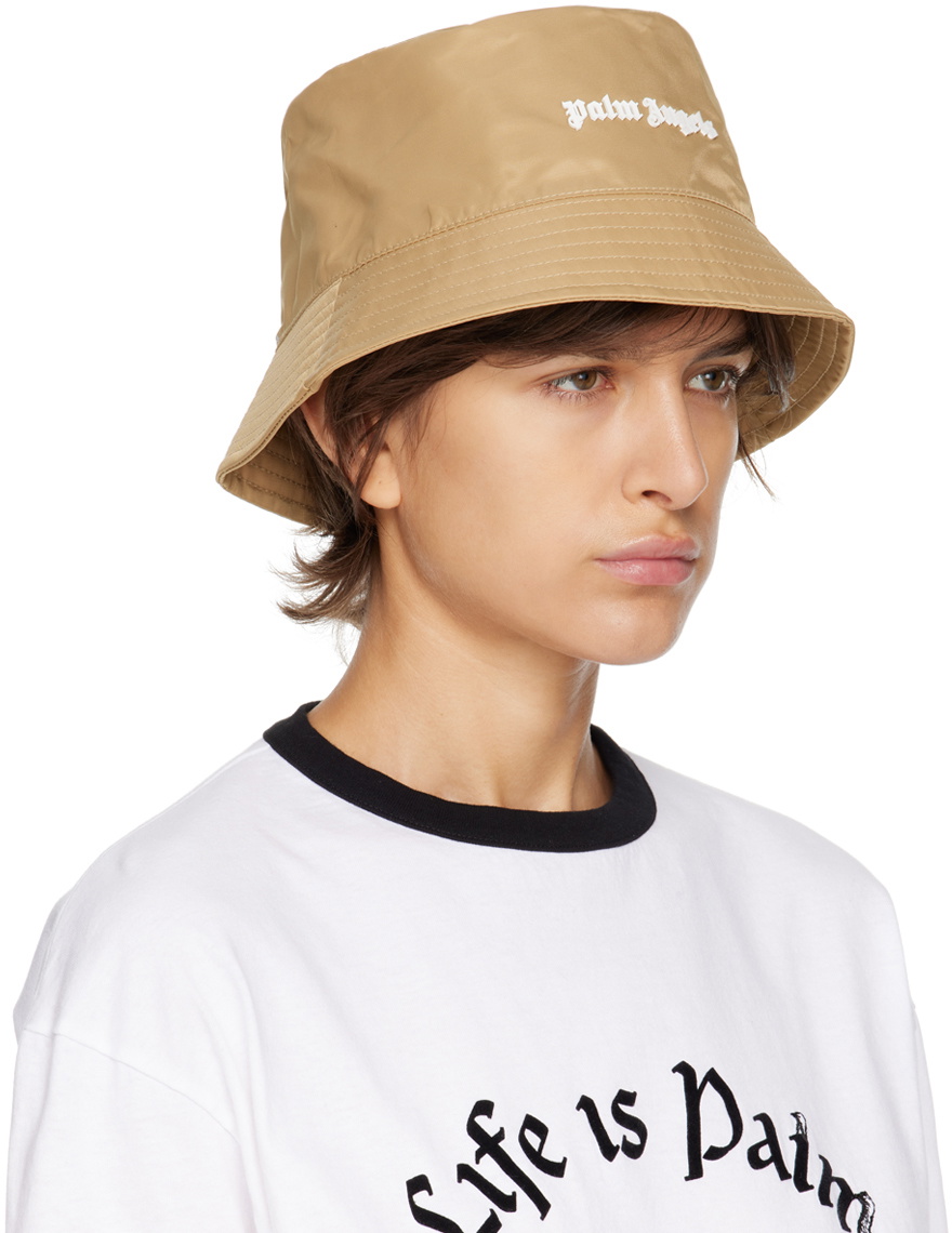Palm Angels Beige Classic Logo Bucket Hat Palm Angels