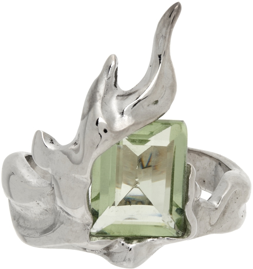 Alan Crocetti Silver & Green Flare Ring Alan Crocetti