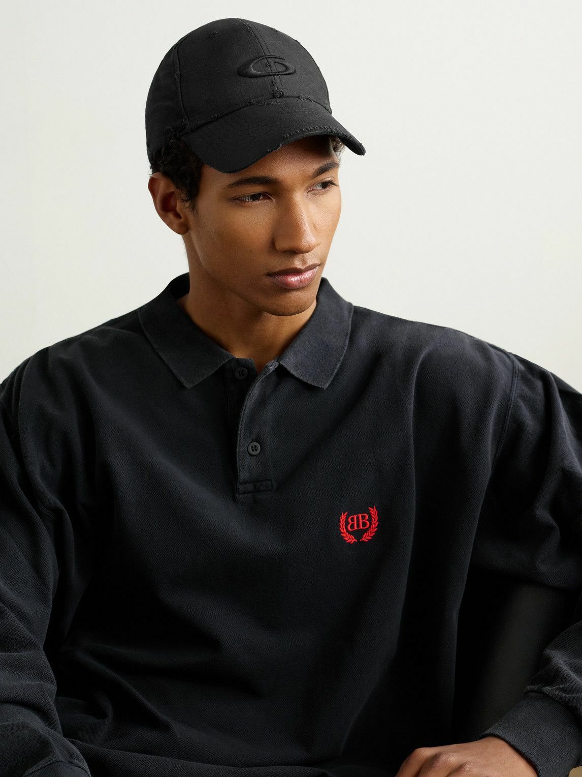 Balenciaga - Cargo Distressed Logo-Embroidered Cotton-Ripstop Baseball ...