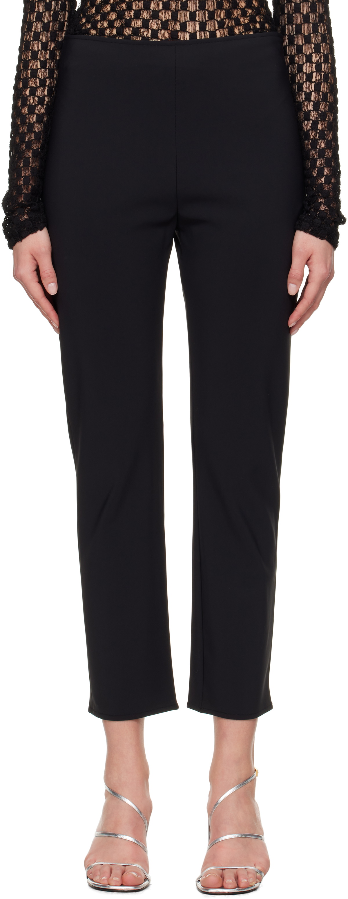 Róhe Black Cigarette Scuba Trousers Róhe