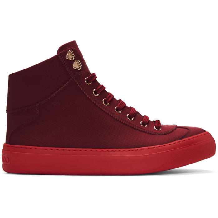 Jimmy Choo Red Argyle High-Top Sneakers Jimmy Choo