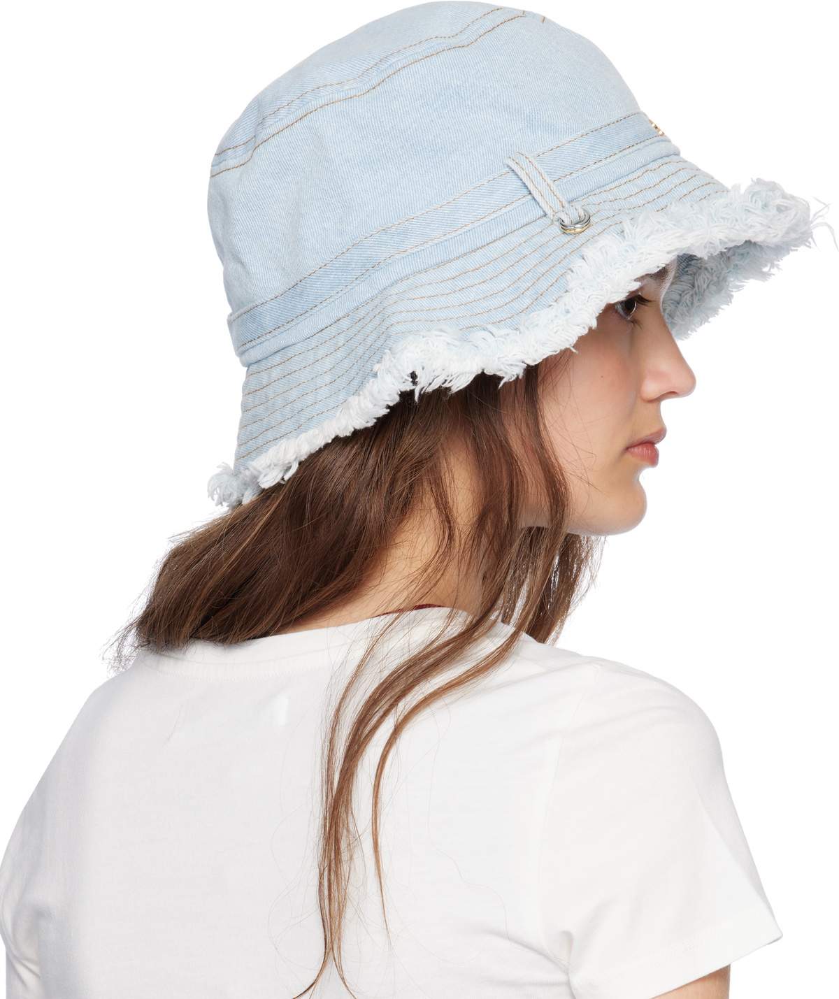 GANNI Blue Logo Denim Beach Hat GANNI