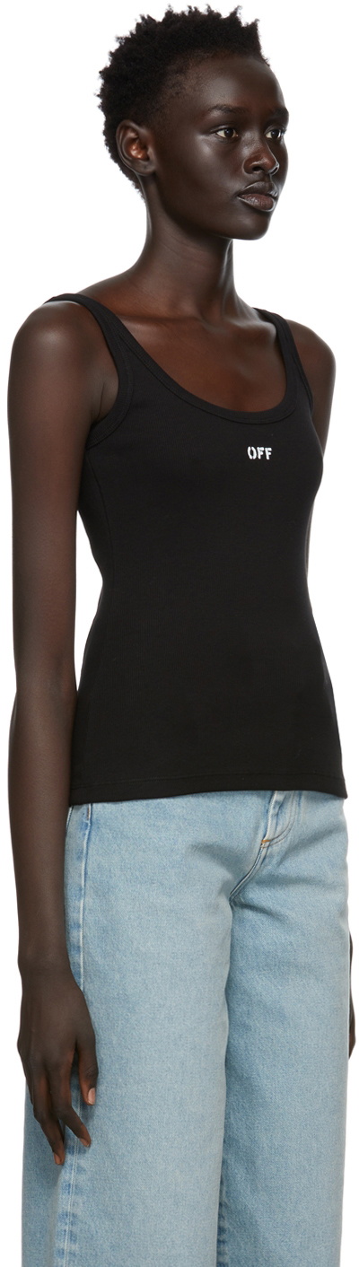 Off-White Black Ribbed Basic Tank Top Off-White