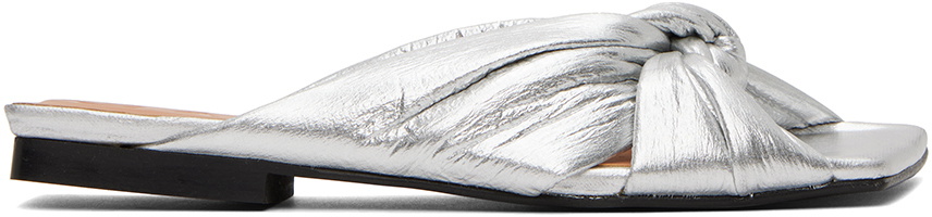 GANNI Silver Soft Knot Mules GANNI