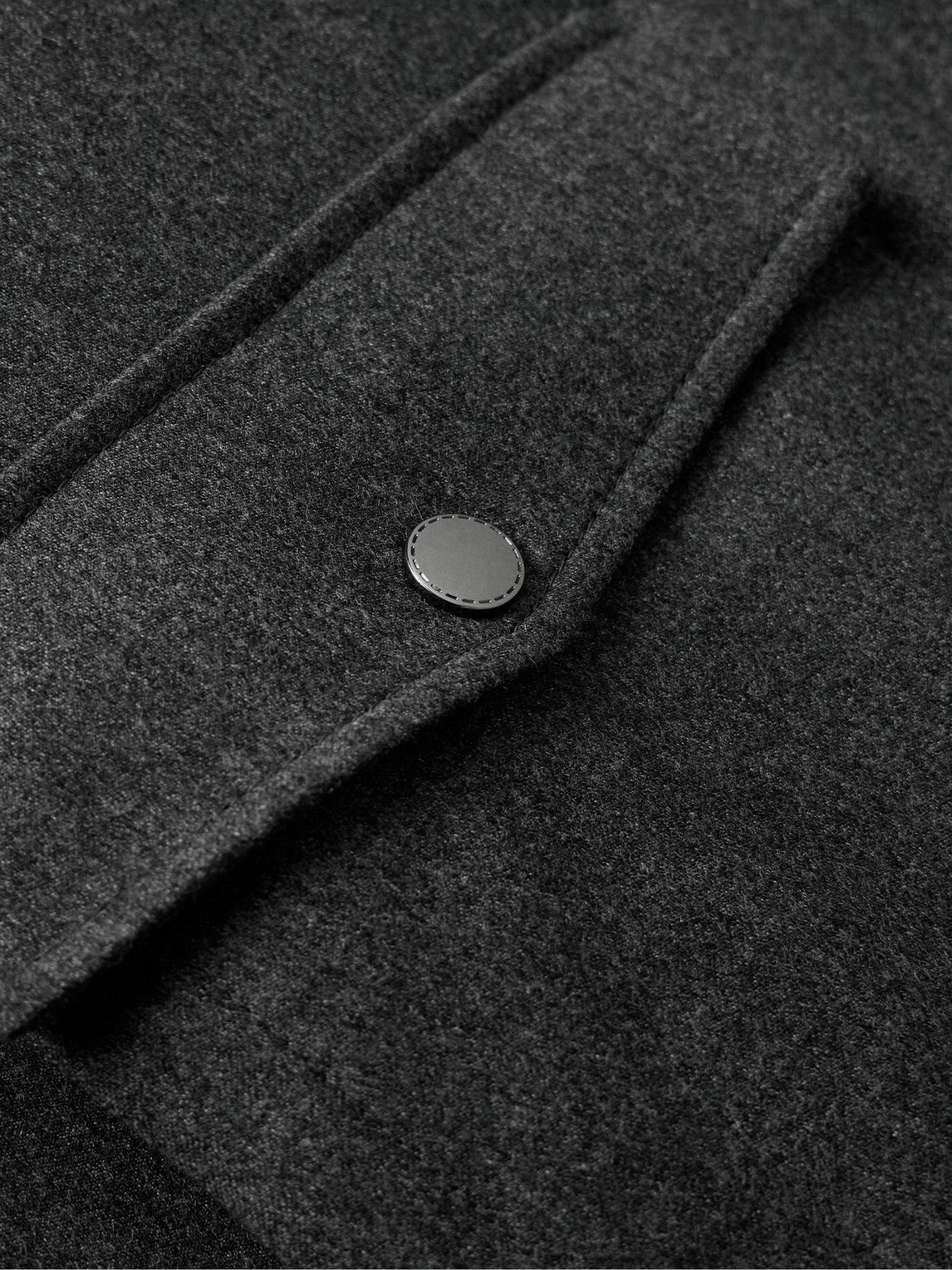 Canali - Shearling-Trimmed Padded Wool-Flannel Bomber Jacket - Gray Canali