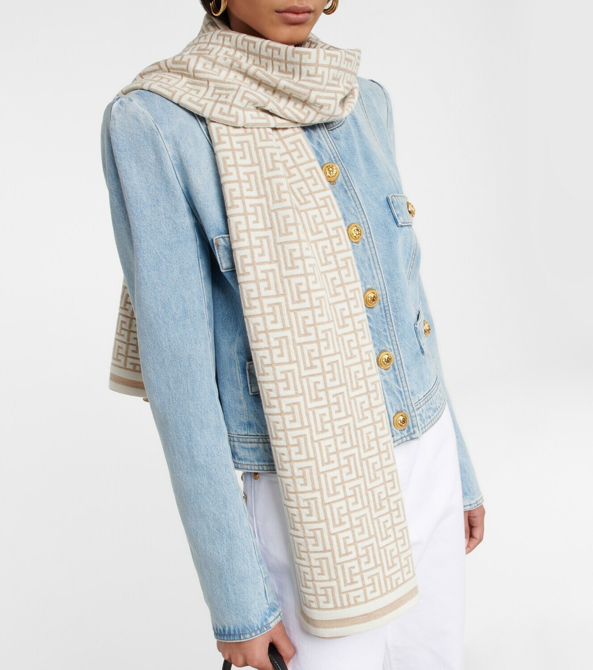 Balmain - Monogram wool-blend scarf Balmain